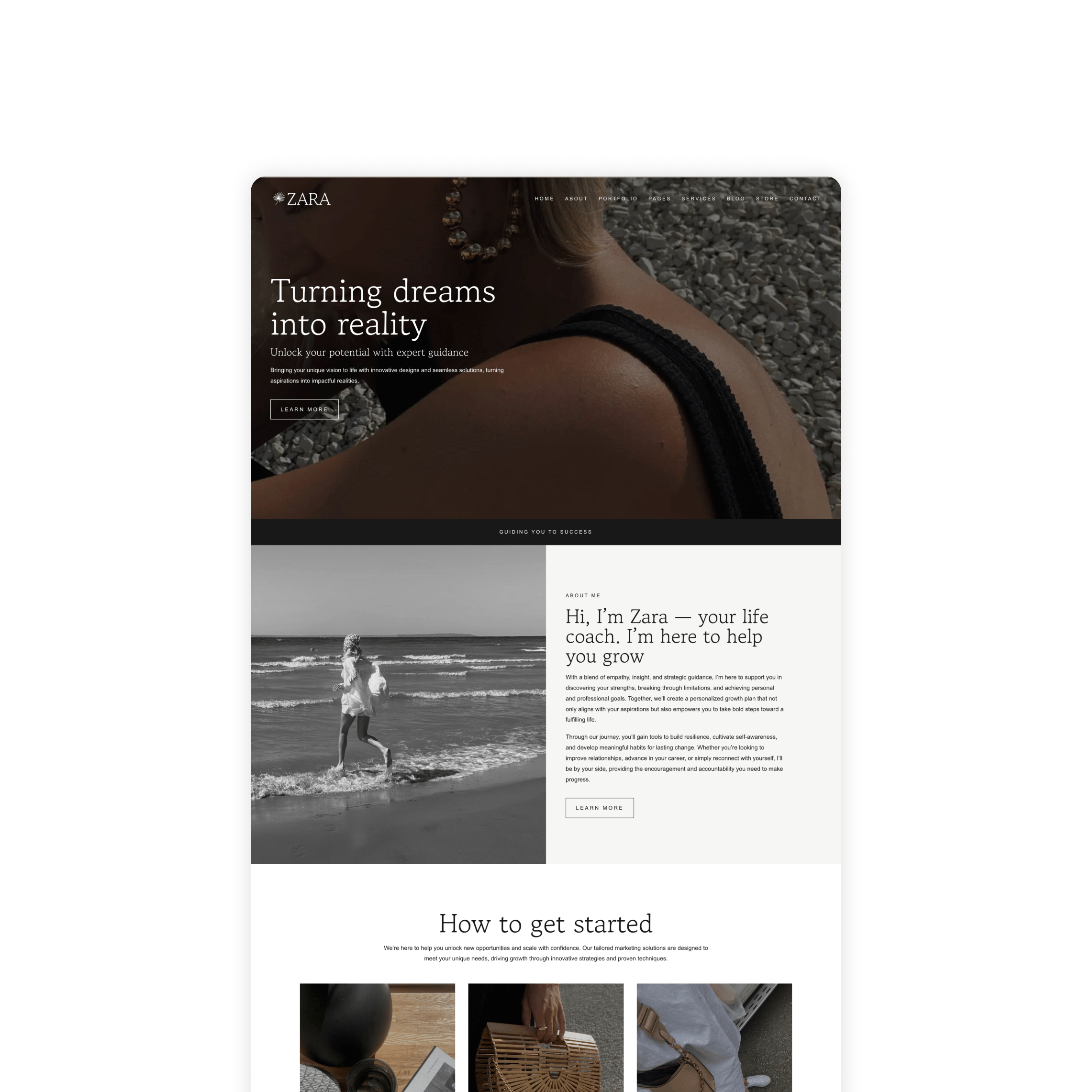 Zara website template Elementor template — The Cherie Studio